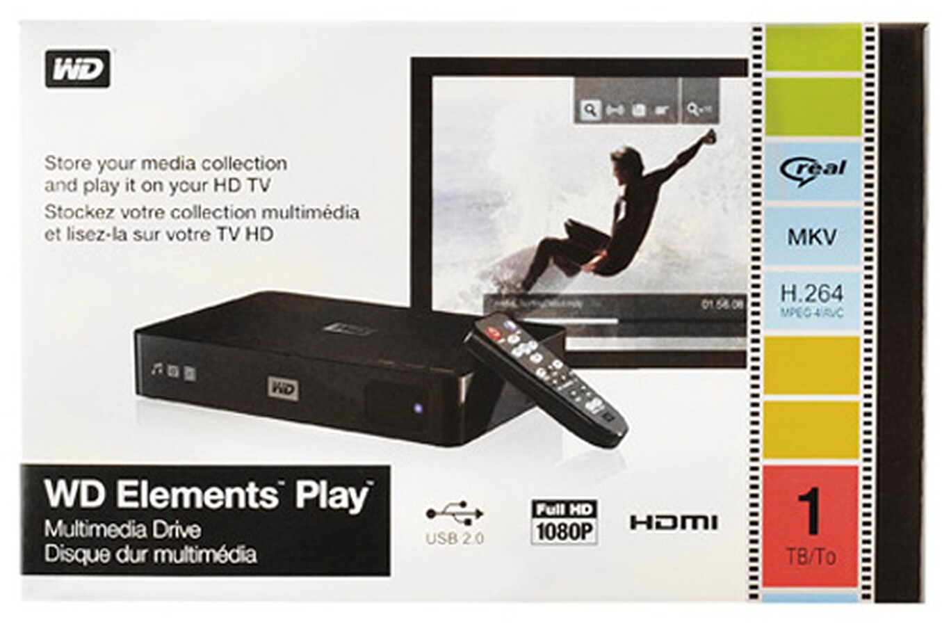Disque dur multimedia Wd ELEMENTS PLAY 1To USB 2.0 / HDMI (1263560) | Darty