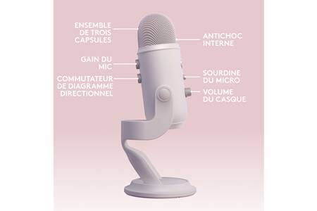 Microphone Logitech Blue Yeti Microphone Gaming USB pour Streaming ...