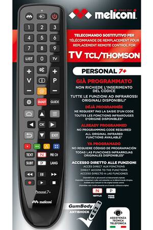 Télécommande Meliconi Personal 7+ pour TV TCL et Thomson avec TNT ...