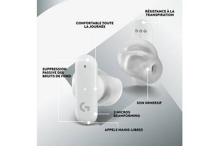 Ecouteurs Logitech G FITS Écouteurs Gaming sans fil, LIGHTSPEED + Bluetooth, Quatre Microphones ...