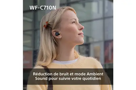 Ecouteurs Sony sans fil Bluetooth Multipoint WF-C710N avec reduction de bruit active Glass blue ...