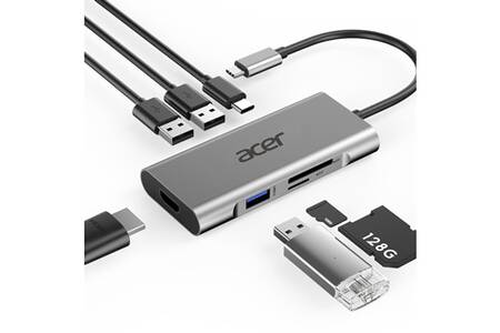 Hub USB Acer HUB USB-C 7 EN 1 ARGENT - 7IN1 TYPE C D | Darty