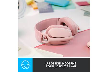 Casque PC Logitech Zone Vibe 100 Casque d''ecoute leger sans fil avec Micro anti-bruit - Rose ...