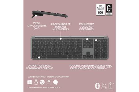 Clavier Logitech Signature Slim K950, sans fil- Graphite | Darty