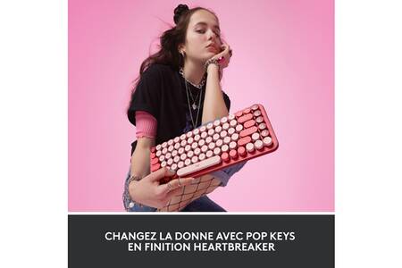 Clavier Logitech Mecanique Sans Fil POP Keys Rose avec Touches Emoji ...
