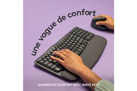 Clavier Logitech Wave Keys clavier ergonomique sans fil, repose ...