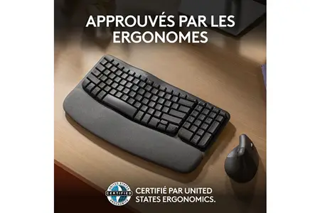 Clavier Logitech Wave Keys clavier ergonomique sans fil, repose ...