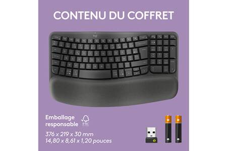 Clavier Logitech Wave Keys clavier ergonomique sans fil, repose ...