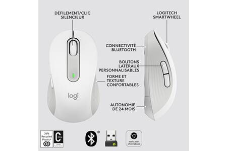 Souris Logitech Sans Fil Signature M650 Silencieuse, Bluetooth ...