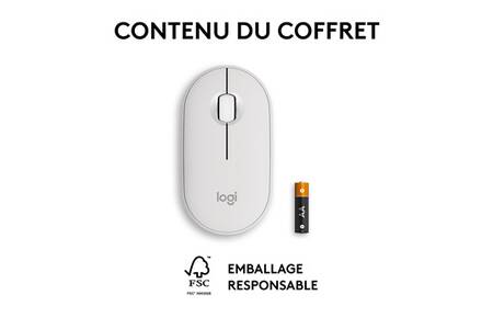 Souris Logitech Pebble Mouse 2 M350s souris fine sans fil Bluetooth ...
