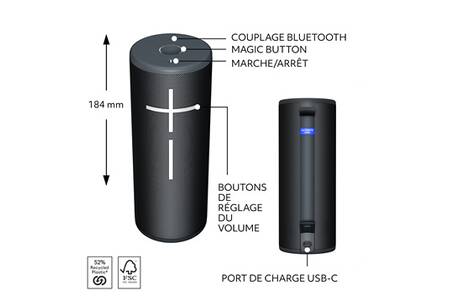 Enceinte sans fil Ultimate Ears BOOM 4, enceinte Bluetooth portable et ...