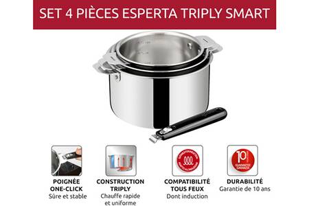 Batterie de cuisine Lagostina ESPERTA TRIPLY POIGNEE AMOVIBLE Lot 3 ...