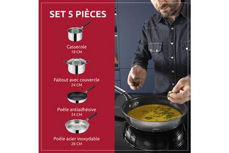 Batterie de cuisine Lagostina SET 5 PIECES INOX ESPERTA INDUCTION ...