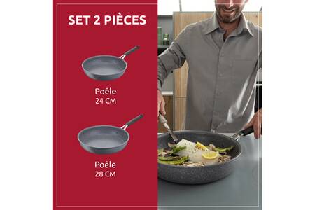 Batterie de cuisine Lagostina TEMPRA MINERAL Set 2 poeles 24/28cm | Darty