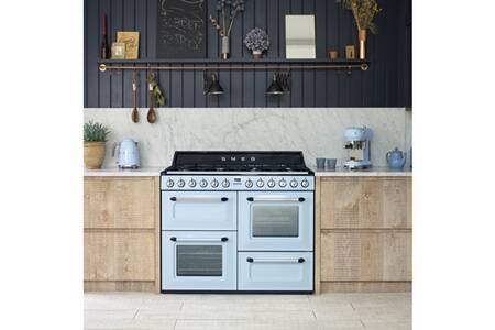 Piano de cuisson Smeg VICTORIA 110cm MIXTE BLEU AZUR - TR4110AZ | Darty