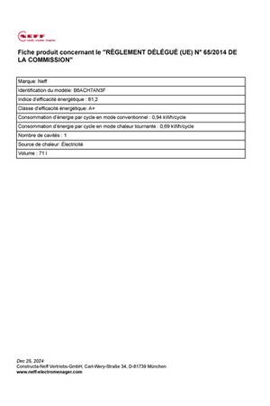 Four encastrable Neff B6ACH7AN3F | Darty