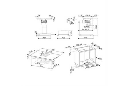 Plaque de cuisson avec hotte intégrée Smeg HOBD682R1 | Darty