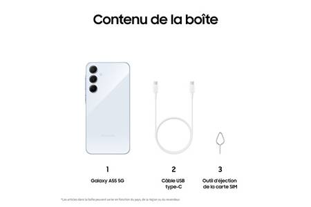 Smartphone Samsung Galaxy A55 5G 256Go Bleu ciel | Darty