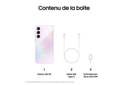 Smartphone Samsung Galaxy A55 5G 256Go Lilas | Darty