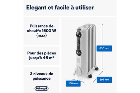 Radiateur bain d'huile Delonghi RADIA S TRRS0715 | Darty