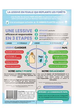 Lessive Paps Pack 44 Feuilles de Lessive ultra concentrée - Brise ...