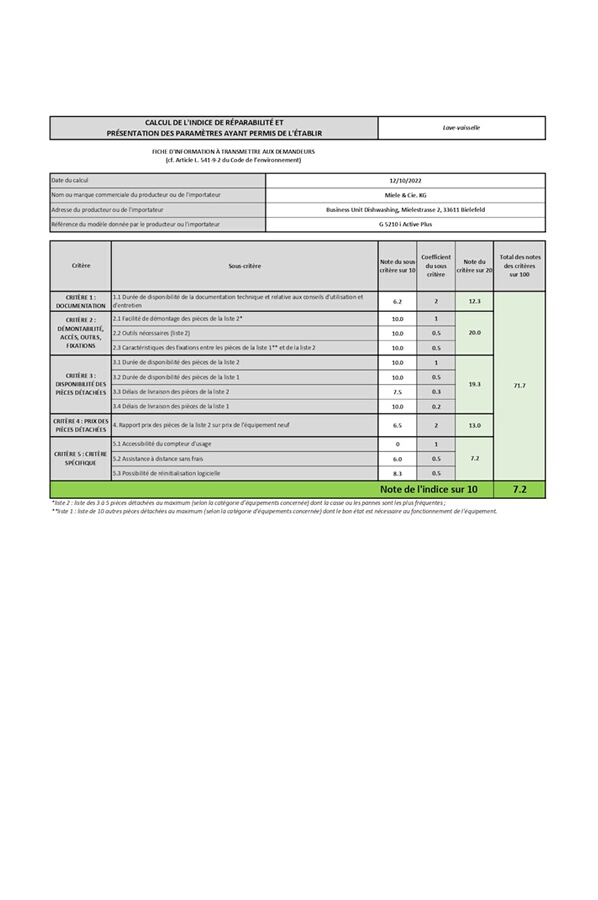 Lave-vaisselle Miele G 5210 SCI NR - ENCASTRABLE 60CM - G5210SCI NR ...