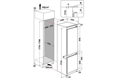 Réfrigérateur congélateur en bas Whirlpool WHC18T141 - ENCASTRABLE ...