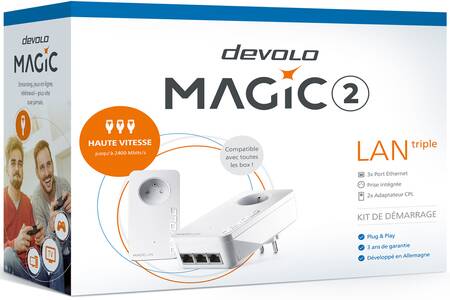 CPL Devolo Magic 2 LAN Triple 3x RJ45- Starter kit - 2 adaptateurs | Darty