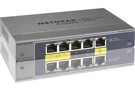 Switch réseau Netgear GS105PE 5 Ports Gigabit Gris - GS105PE-10000S | Darty