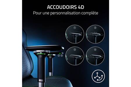 Chaise gaming Razer Iskur V2 Noir. Confortable - cuir synthétique | Darty