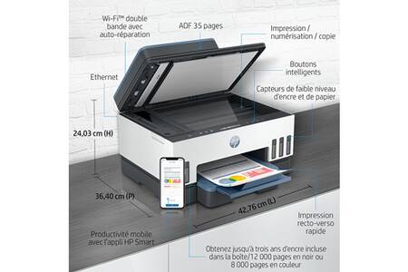 Imprimante multifonction Hp SmartTank Plus 7306 tout-en-un Jet d'encre ...