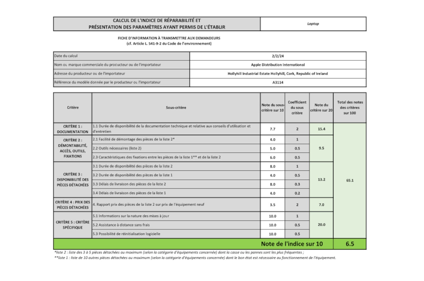 MacBook Apple MacBook Air 15,3" 256Go SSD 8Go RAM Puce M3 CPU 8 cœurs ...