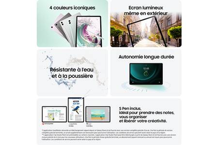 Tablette tactile Samsung Galaxy Tab S9 FE+ WiFi 128Go Vert d'eau - S ...