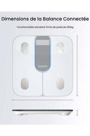 Pèse-personne Renpho Elis 1C A033 - Bluetooth - Blanche | Darty