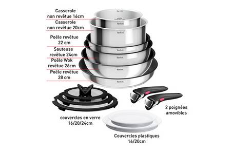 Batterie de cuisine Tefal Ingenio Emotion Batterie de cuisine 13 pieces L897SD04 | Darty