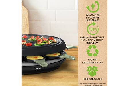 Raclette Tefal Eco Raclette 8 personnes RE31E810 | Darty