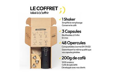 Capsule café Caps Me Le coffret CAPS ME noir - capsules reutilisables ...