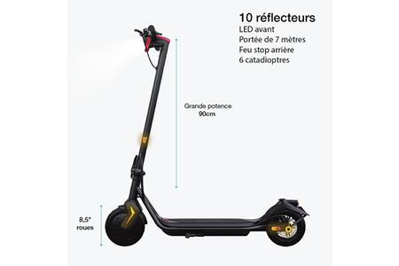 Trottinette électrique Wispeed E830 Noir 8.5'' 250W | Darty
