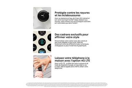 Montre connectée Google Pixel Watch LTE Boîtier en Acier Inoxydable ...